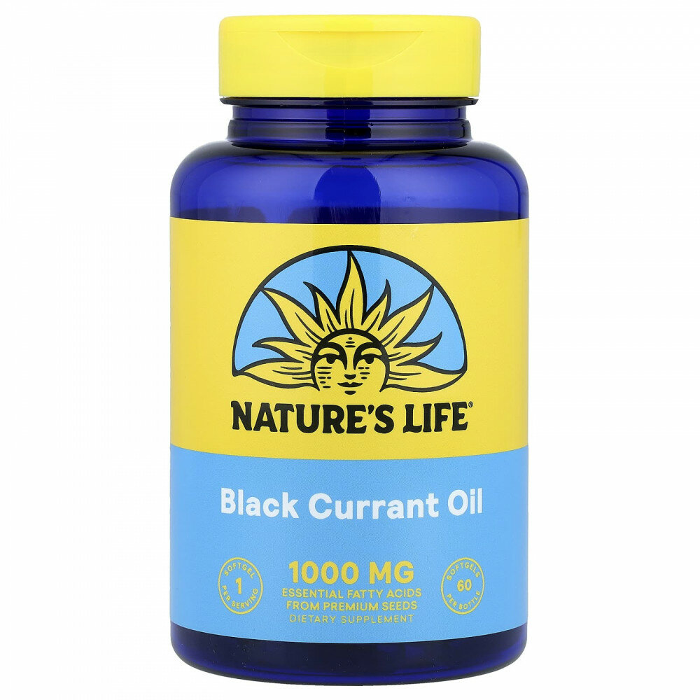 Nature's Life, Масло черной смородины, 1000 мг, 60 мягких таблеток
