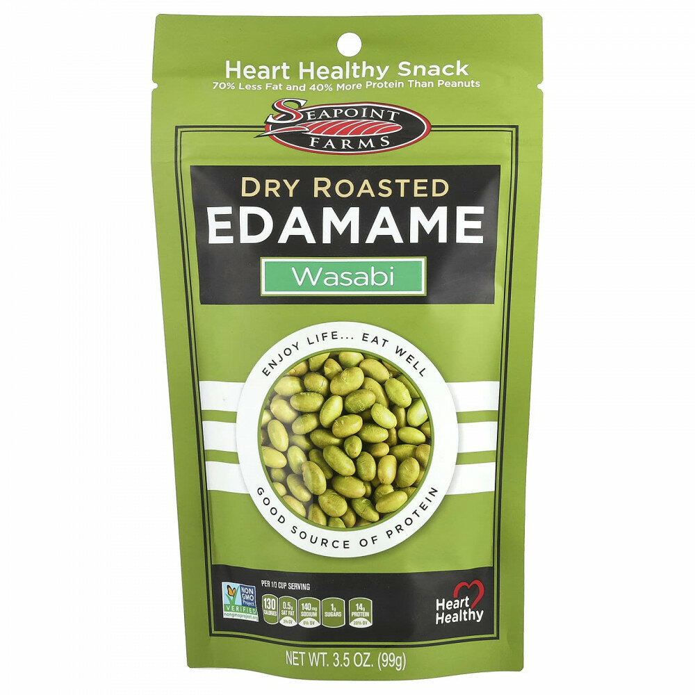 Seapoint Farms, эдамаме, обжаренный, с васаби, 99 г (3,5 унции)