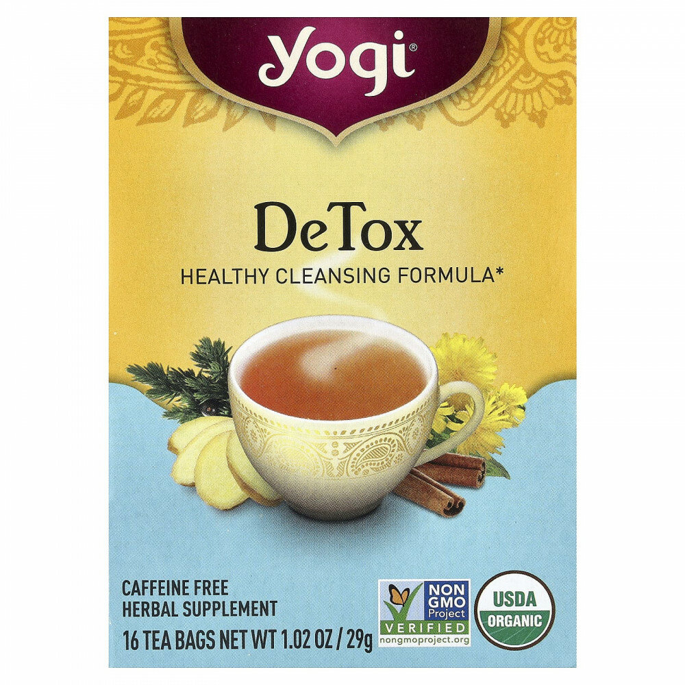 Yogi Tea, DeTox, без кофеина, 16 чайных пакетиков, 29 г (1,02 унции)