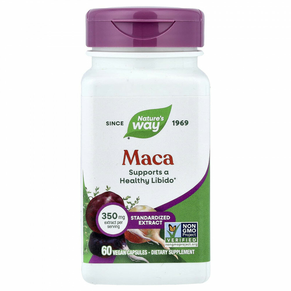 Nature's Way, мака, 350 мг, 60 веганских капсул