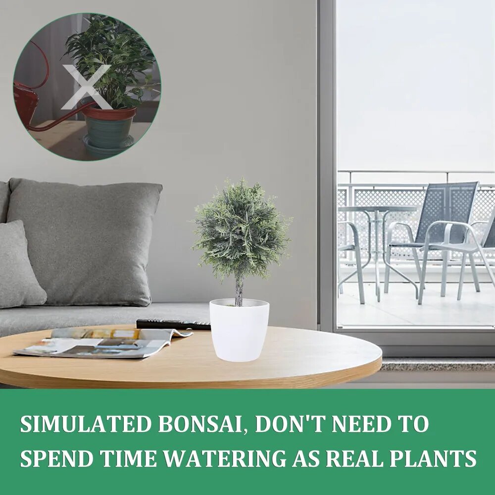 Пластиковый искусственный бонсай зеленого цвета для декора подоконника
