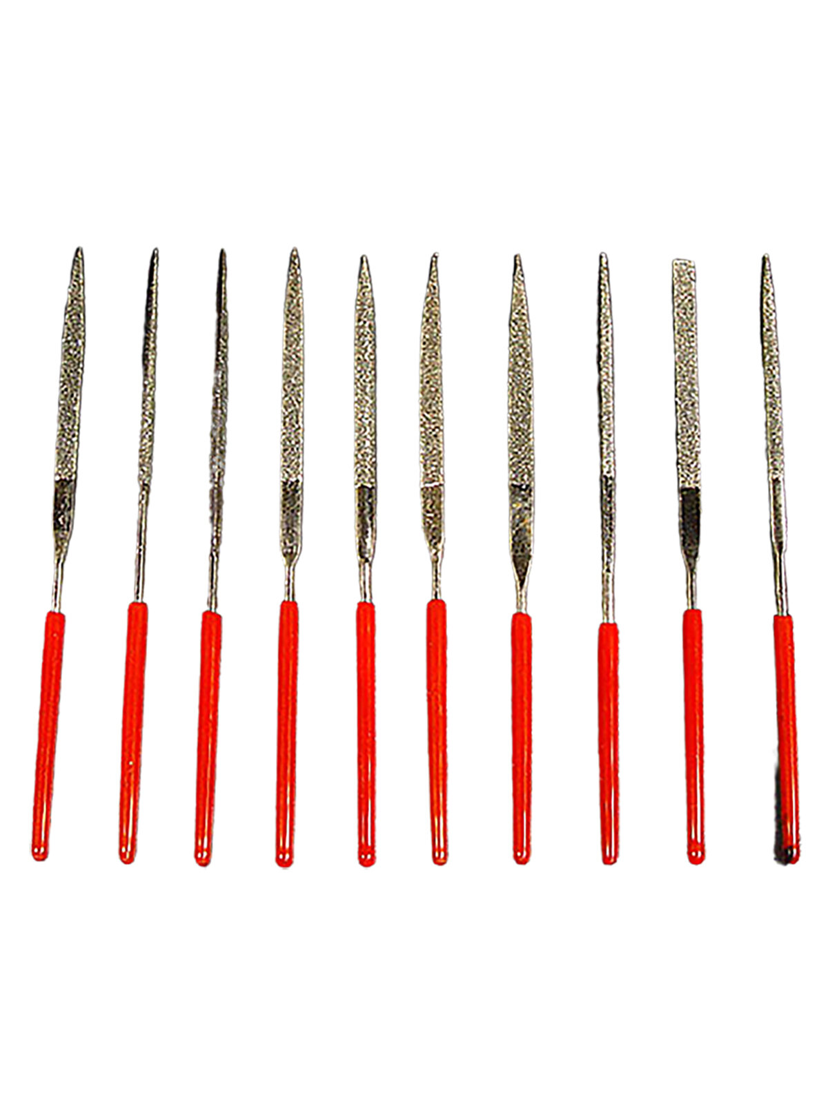 Набор алмазных надфилей SONA, для дерева и металла, виниловые ручки, 10 шт, 2x100мм