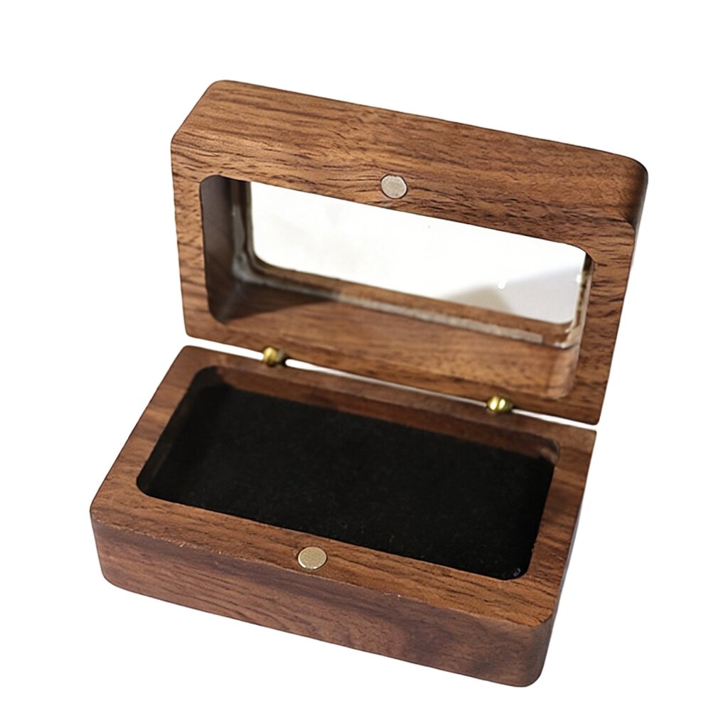 Коробка Для запонок Из Массива Орехового дерева С магнитной застежкой И Прозрачным Окошком Для безопасной и Элегантной демонстрации Запонок