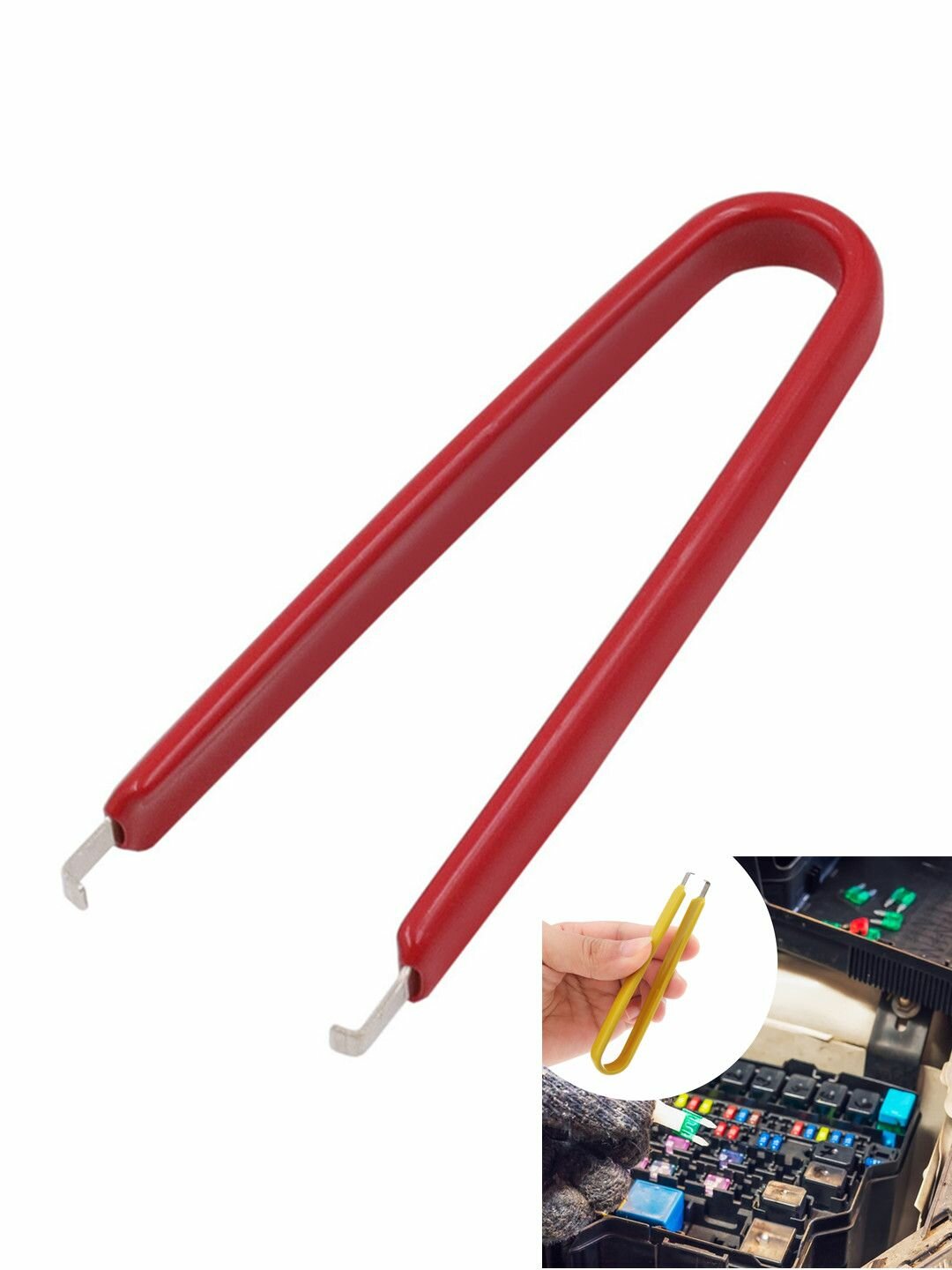Красный U-образный пинцет для снятия желтых предохранителей, устройство для извлечения микросхем IC и ремонта электронных компонентов, инструмент для снятия электрооборудования автомобиля