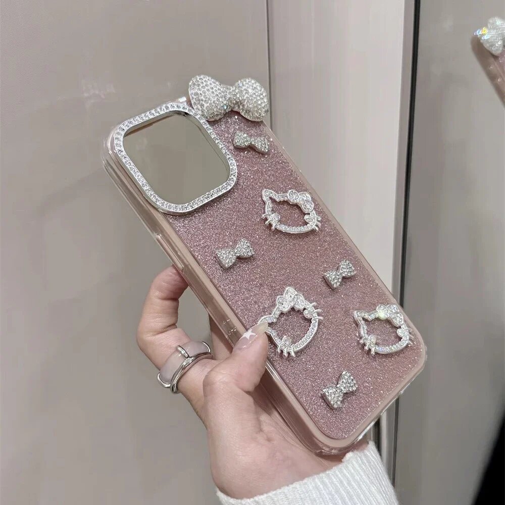 Блестящий 3D-чехол С Милым Мультяшным Дизайном Sanrio Hello Kitty И Бантом Для I, For iPhone 13