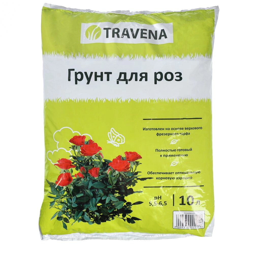Грунт для роз TRAVENA, на основе верхового торфа, pH 5,5-6,0, объем 10 л