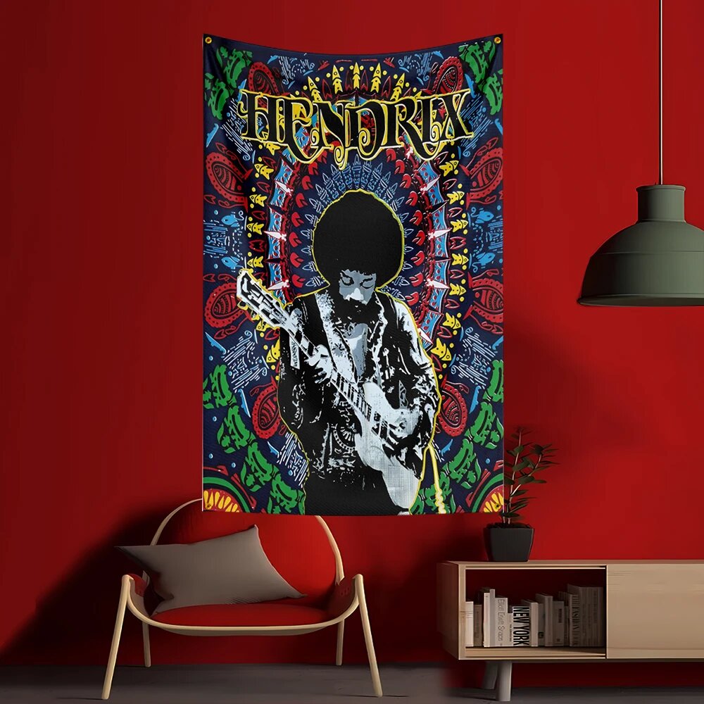 90X150CM гитариста-JimiS-Hendrixs-гобелен флаг хиппи полиэстер декоративные настенные рисунки для любителей музыки декор комнаты эстетический M