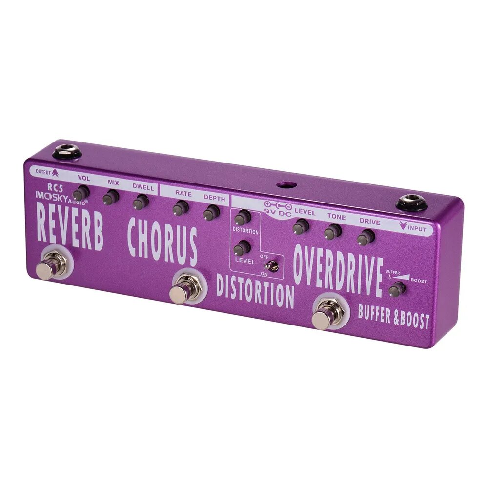 MOSKY Audio RC5 Reverb Chorus Distortion Overdrive Buffer & Boost Guitar Effect Pedal Purple — фото 1