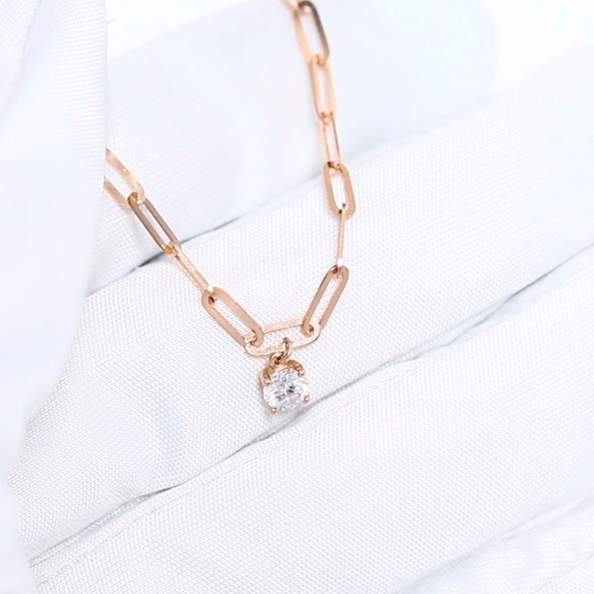 Колье, красное золото, 585 проба, фианит