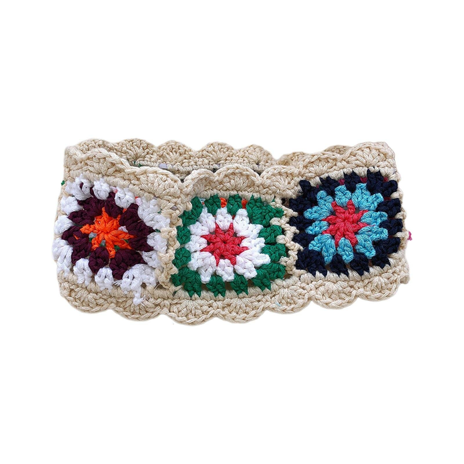 Вязаная цветочная повязка для волос, стиль 1