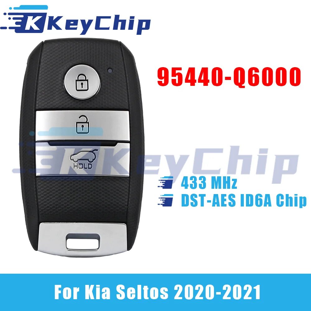 KeyChip Pro для Kia Seltos 2020-2021, 3 кнопки, умный автомобильный ключ, 433 МГц, DST-AES ID6A, чип 95440-Q6000