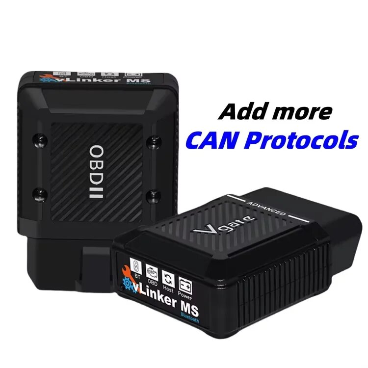 Обновленный Bluetooth-сканер Vgate vLinker MS OBD2 2026 года для автомобилей (12В/24В) с поддержкой HS-CAN, MS-CAN, SW-CAN, CH-CAN, LS-CAN