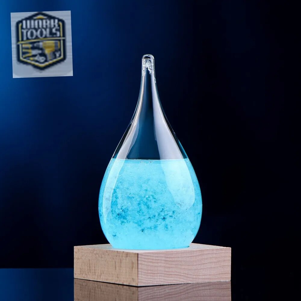 Барометр - штормгласс "Капля" 12х6см жидкостный синий стеклянный