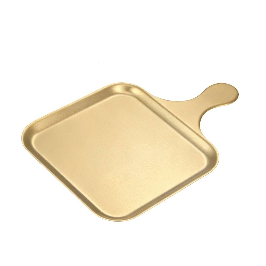 Нержавеющие круглые и квадратные подносы, S - Квадратное золото
