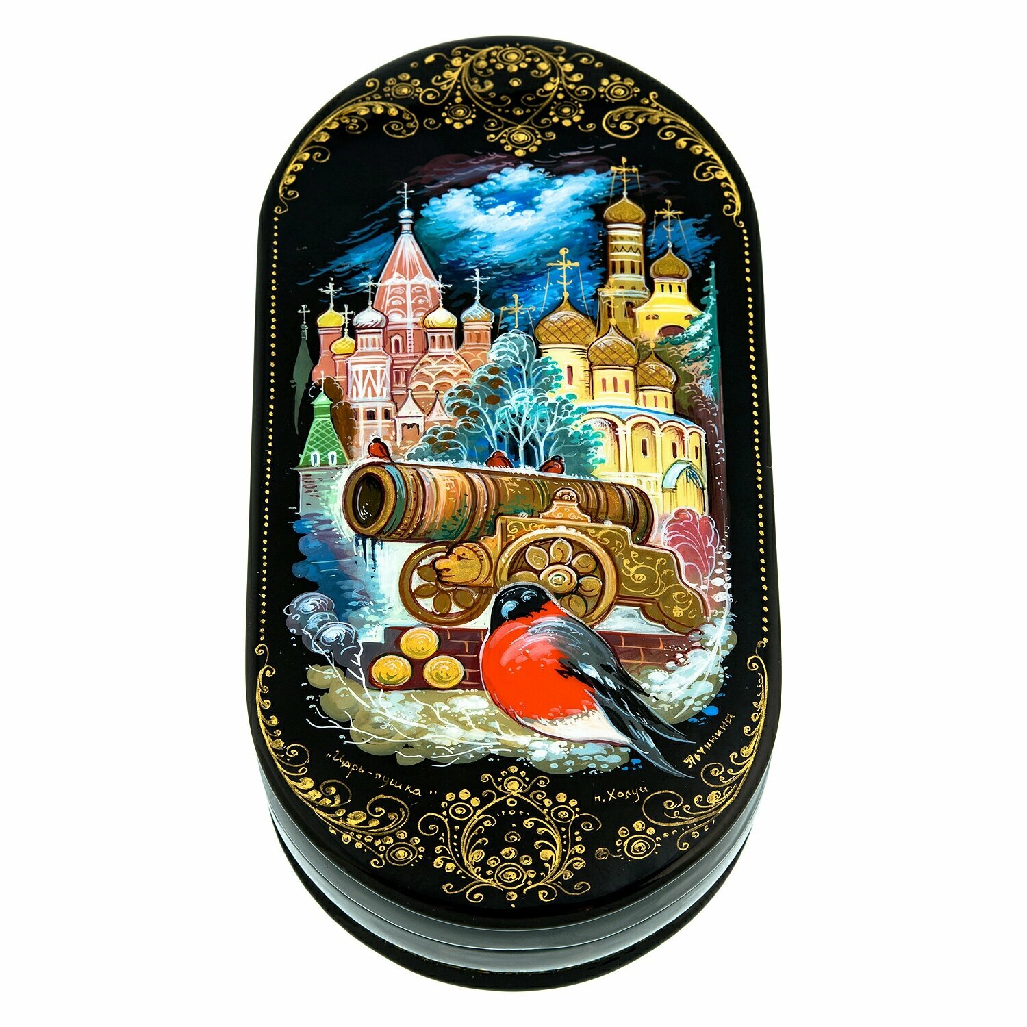 0076862 Лаковая миниатюра Шкатулка "Царь-пушка" 12*06*04 см 1340