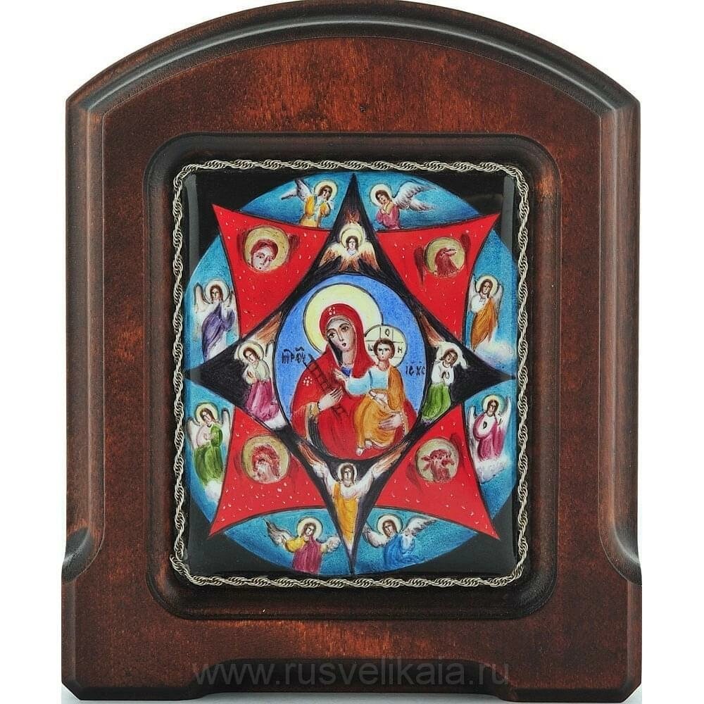 22190/12*15 Ростовская финифть Икона "Неопалимая купина" 12*15см