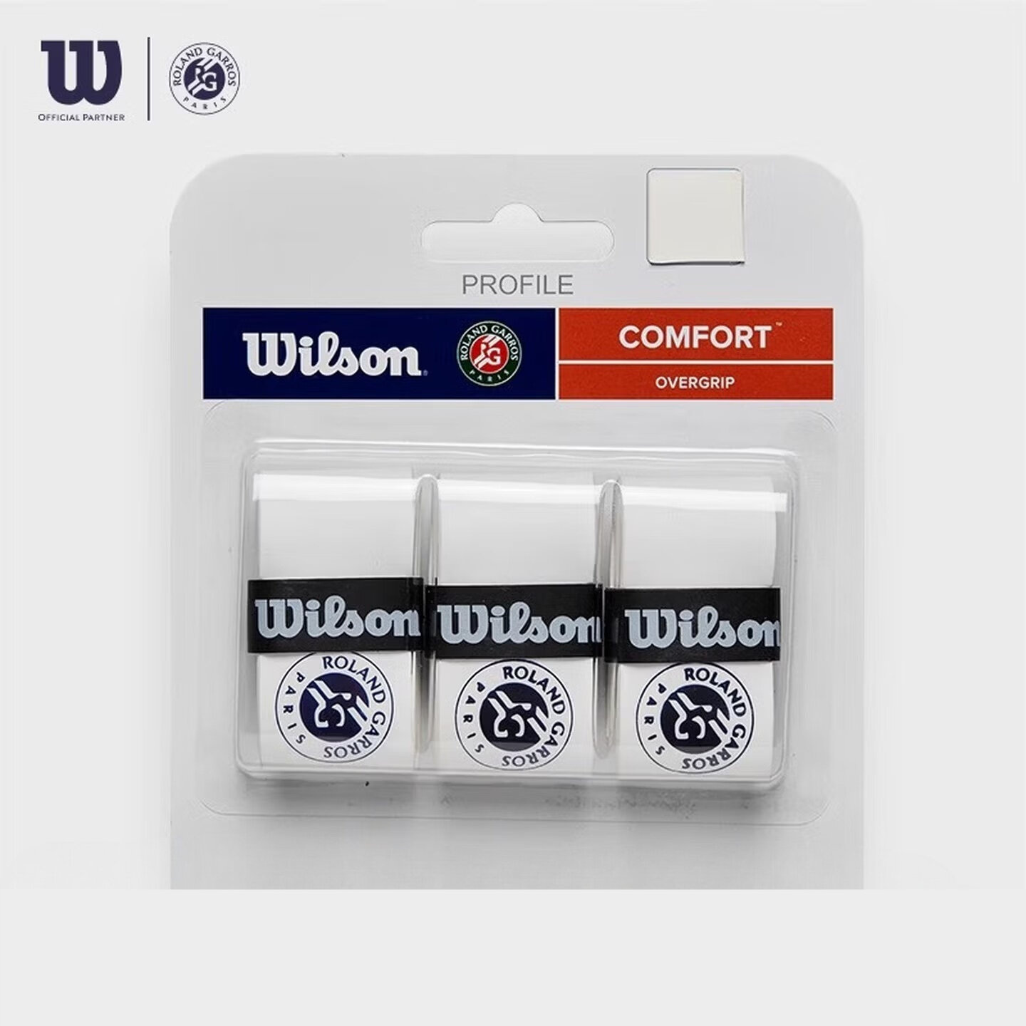 Wilson Roland Garros Pro Comfort — сухие овергрипы для теннисных ракеток, 3 шт, антипотные