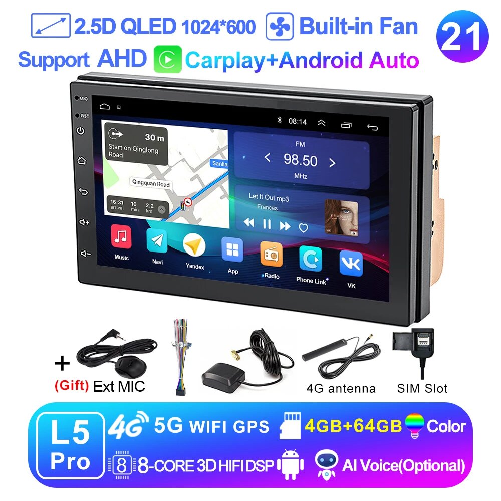 L5 Pro 8Core 2 Din Android Радио автомагнитола Carplay