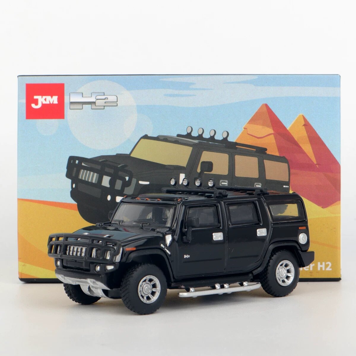 JKM 1/64 Масштаб Hummer H2 SUV Алюминиевая Сборная Автомобильная Модель Коллекционная в Черном