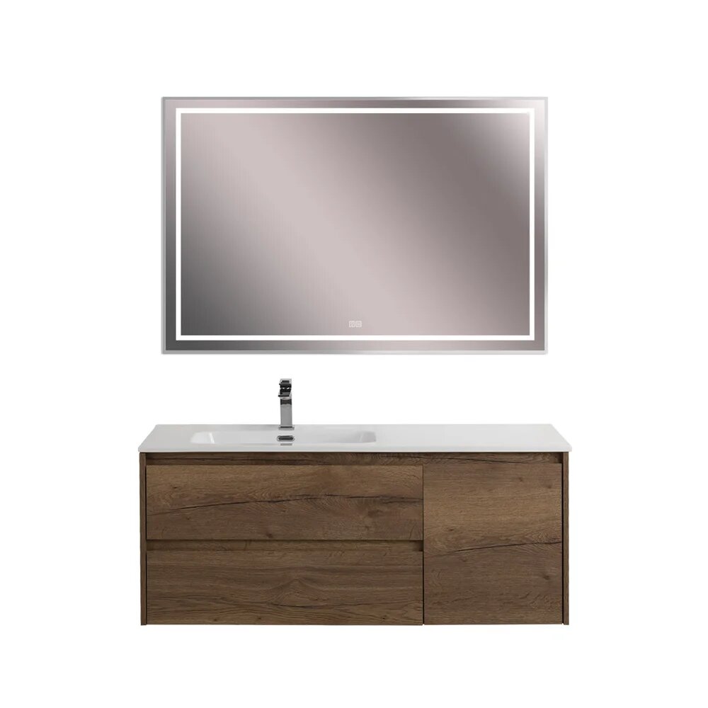 Мебель для ванной комнаты BelBagno Крафт (Kraft) 120 L, 2 ящика, дверца, Rovere Tabacco