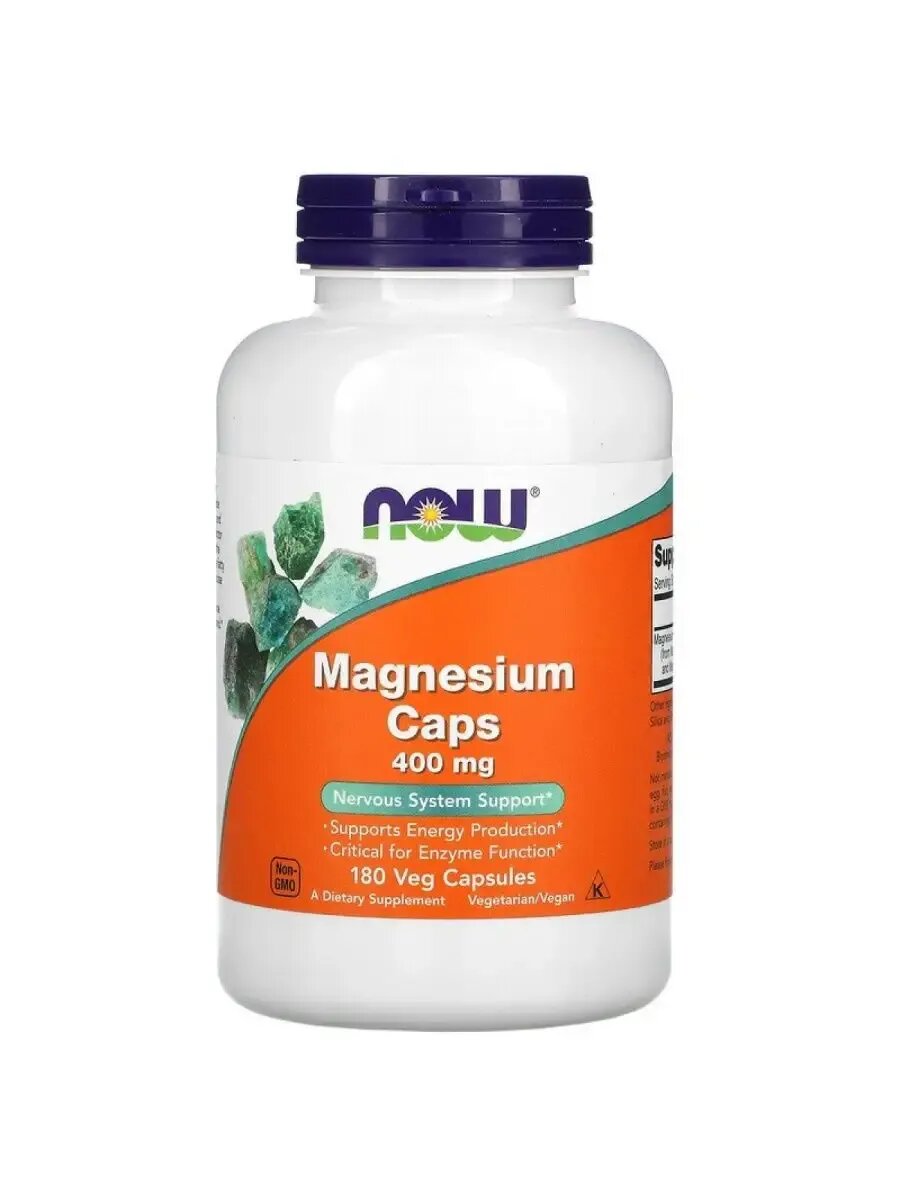 БАД Магний цитрат нау 400мг 180 капсул NOW Magnesium Caps США