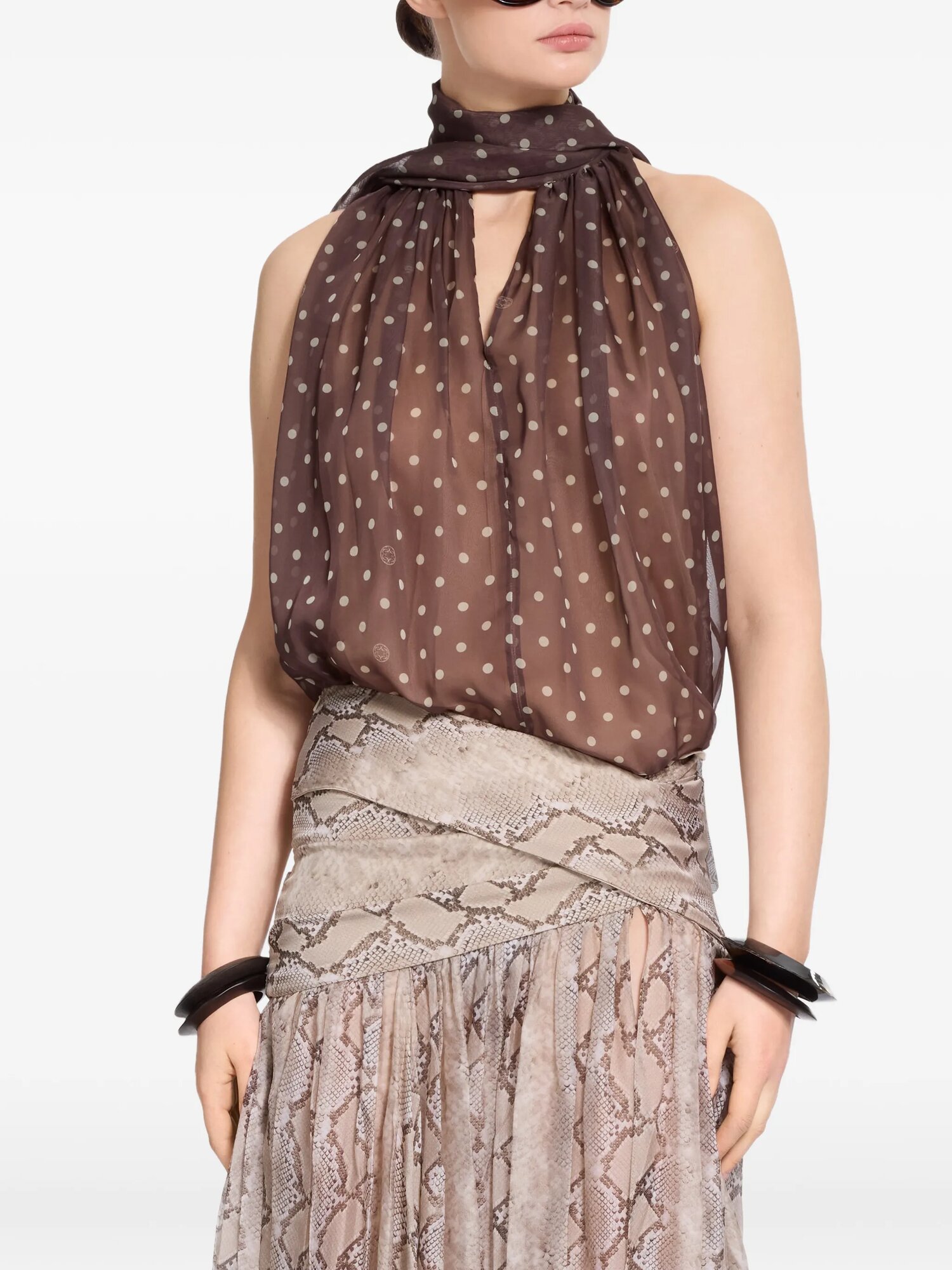 Топ Polka-dot chiffon top
