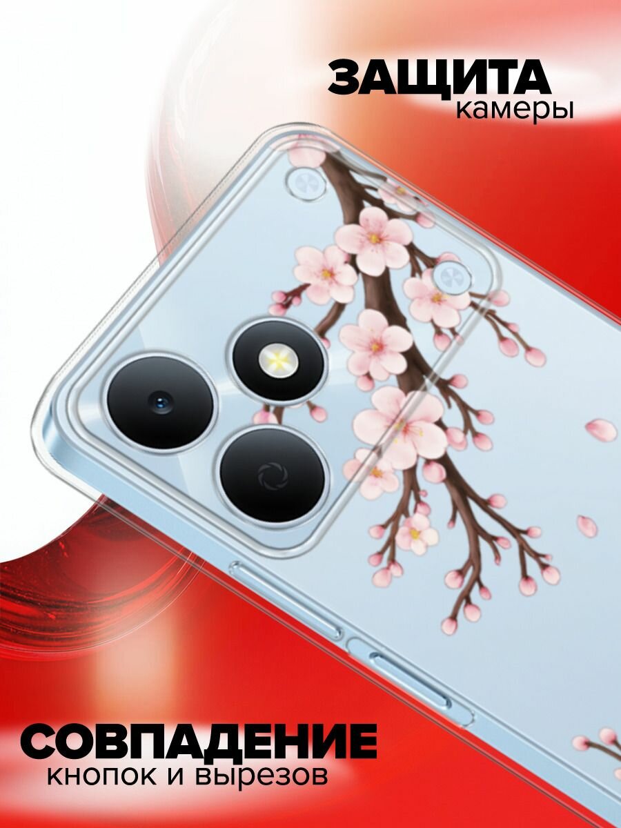 Чехол на Realme Note 80 / Реалми Нот 80 с принтом Две веточки сакуры — фото 1
