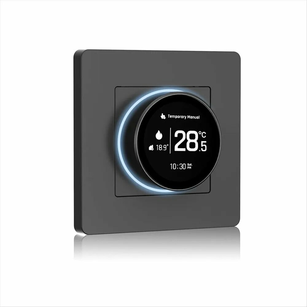 Умный термостат Tuya ZigBee с ручкой, регулятор температуры электрического тёплого пола, совместимый с GoogleHome, чёрный