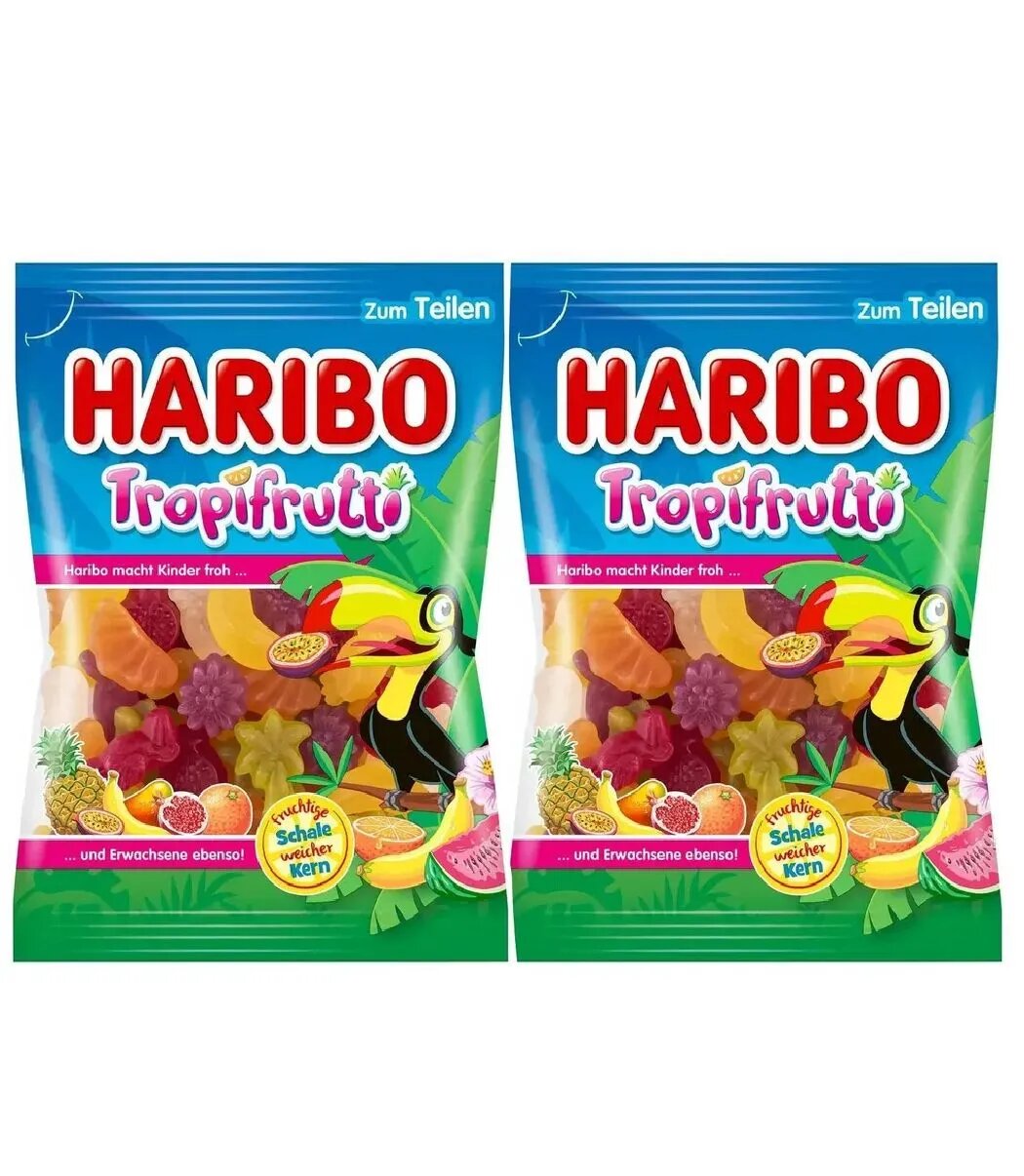 Жевательный мармелад Haribo TropiFrutti / Харибо Тропические фрукты (Германия), 2 шт. по 100 грамм