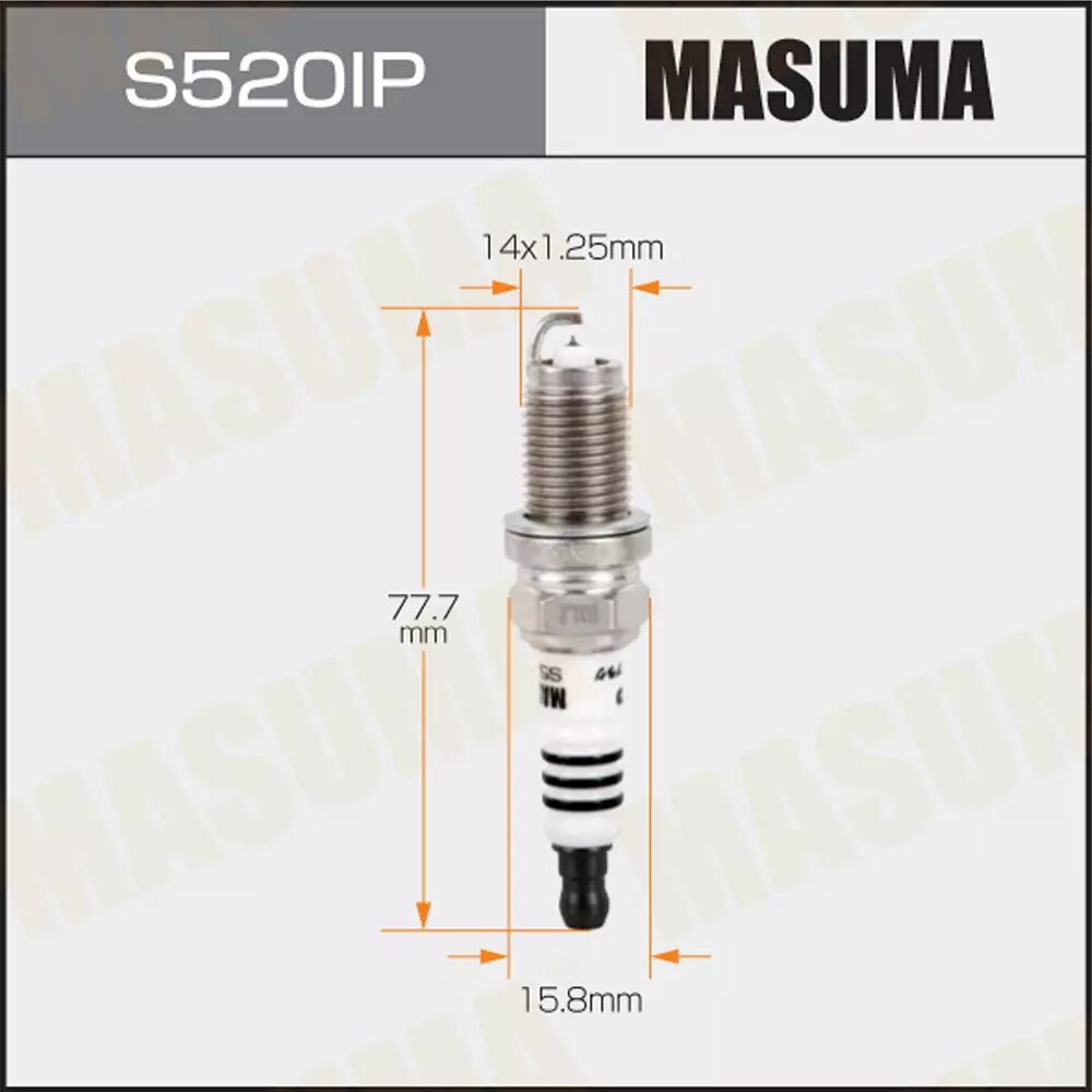 Свеча зажигания иридий + платина шаг резьбы: 1.25 Masuma, S520IP