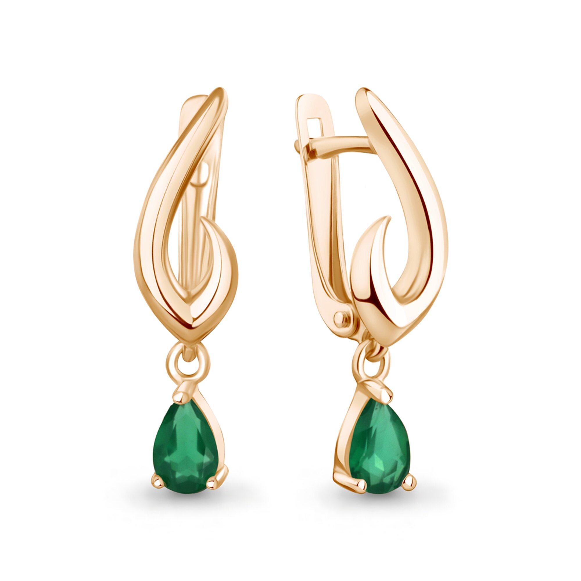 Серьги Diamant online, серебро, 925 проба, золочение, агат