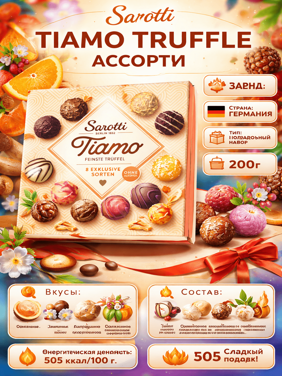 Набор шоколадных конфет Sarotti Tiamo Truffle Ассорти, 200г