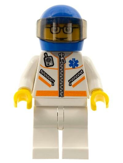 Минифигурка Lego cty0080 Doctor - Jacket with Zipper and EMT Star of Life - White Legs, Blue Helmet, Trans-Brown Visor, Glasses and Brown Eyebrows