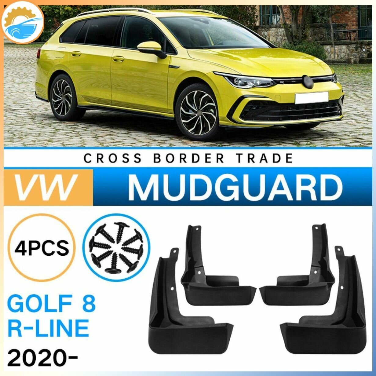 Щитки VW Golf 8 R-Line 2020+, 4 шт, черные, с болтами, для автомобиля, на колесные арки