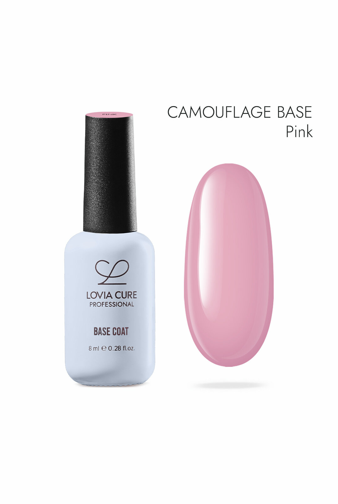 База камуфлирующая каучуковая Розовая UV/LED, Camouflage Base Pink 8 мл, LOVIA CURE