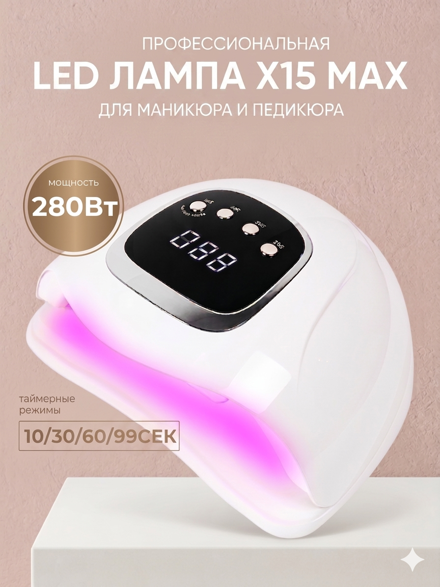 Лампа для маникюра и педикюра Х15 Max 280W, для сушки ногтей, профессиональная