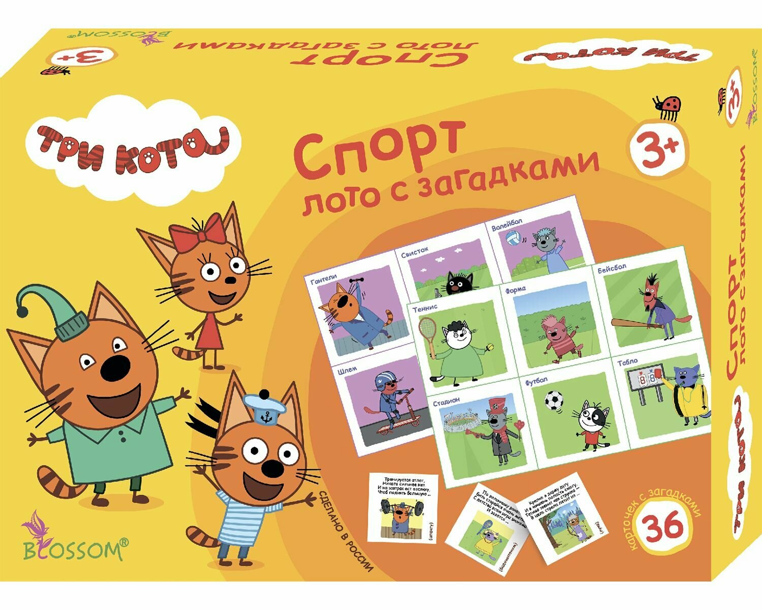 Настольная игра Лото с загадками "ТРИ кота Спорт" для детей от 3 лет