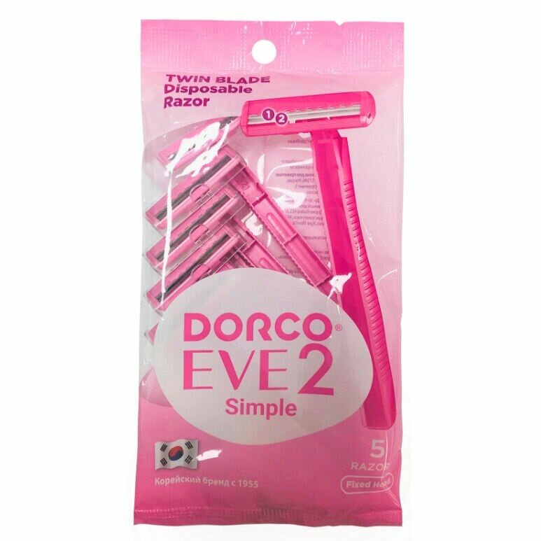 DORCO Женский станок для бритья одноразовый Еve 2, 2 лезвия, 5 шт.