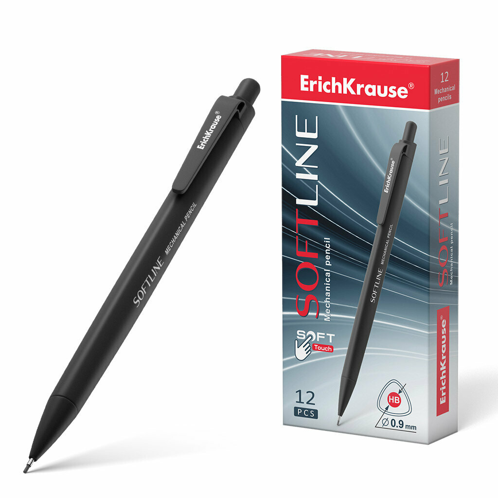 Карандаш ErichKrause механический SoftLine 0.9 мм, НВ, 12 шт