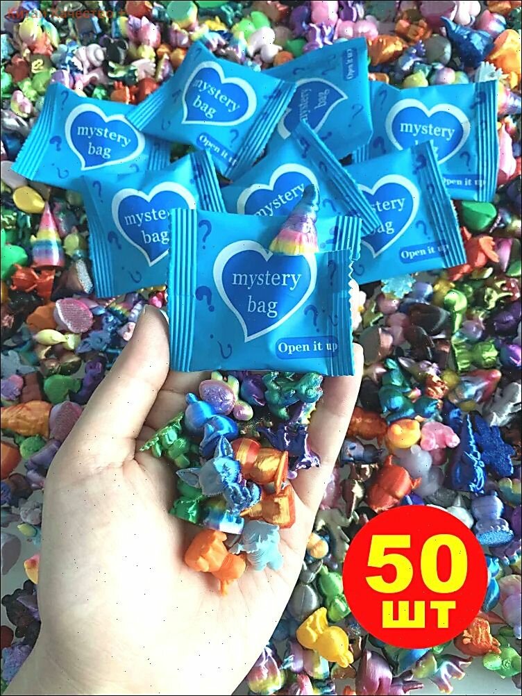 Миниатюрные фигурки животных, с 3D печатью, в мешочках-слепых
