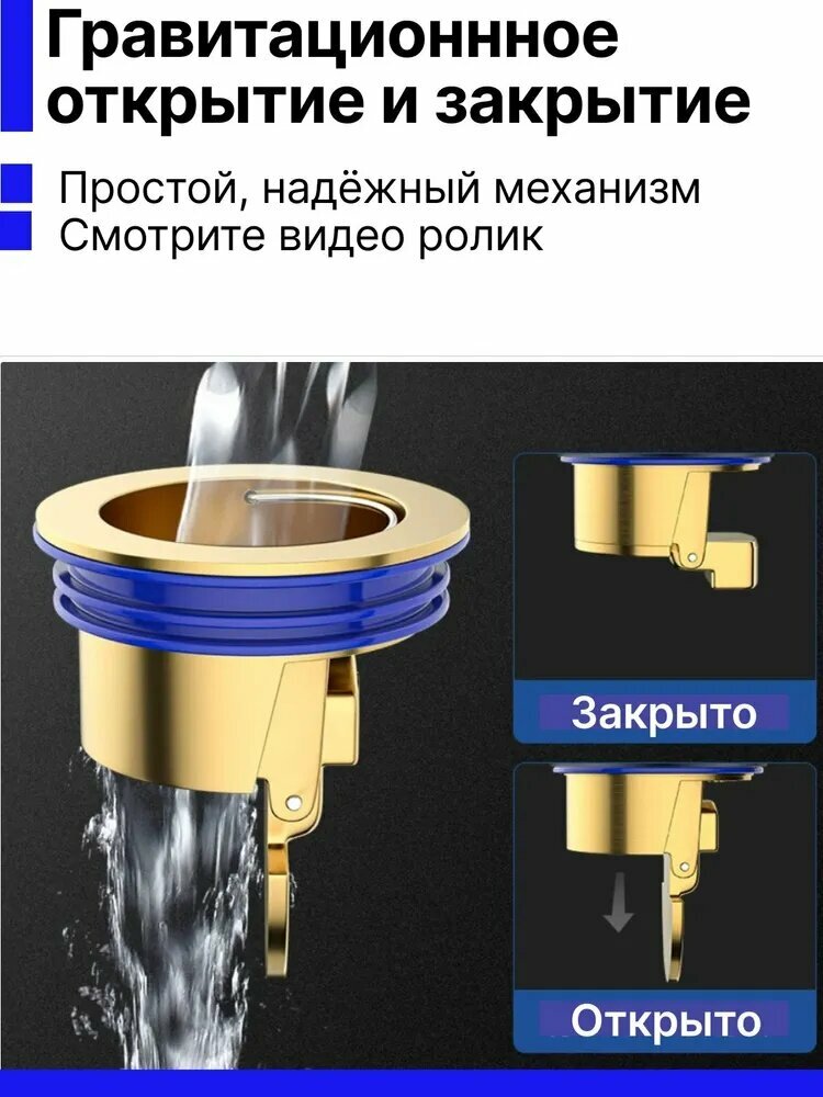 Сухой затвор/ клапан затвор для душа, сливного трапа в полу / сухой сифон