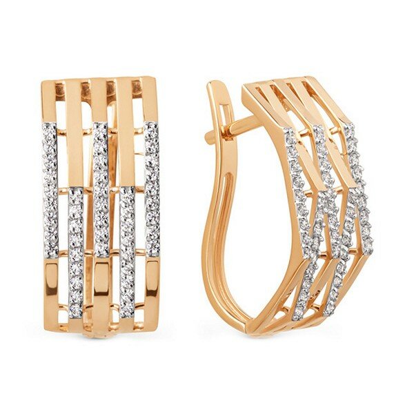 Серьги JEWELIN, красное золото, 585 проба, фианит