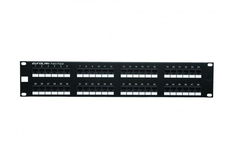 Патч-панель 19дюйм моноблочная кат.6 UTP 2U 48 портов черн. Eurolan 27B-U6-48BL