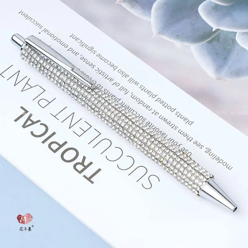 Розовая золотая шариковая ручка со стразами Синий, Синий, Silver