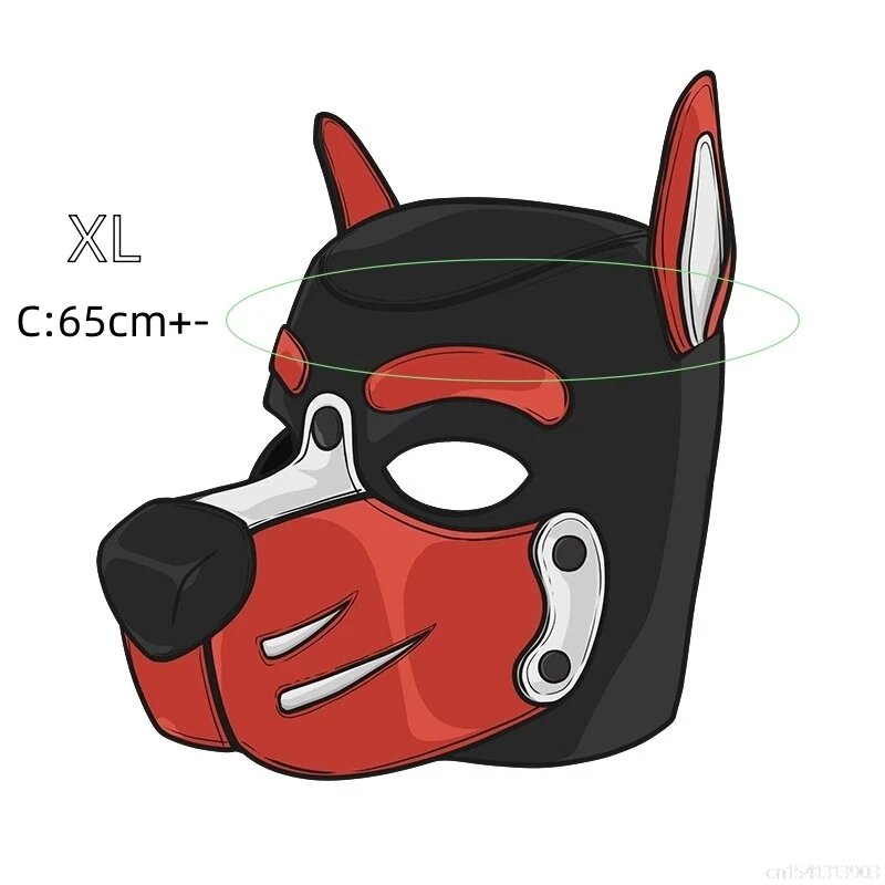 Маска-капюшон собачья голова полиэстер Черный, Red Black XL