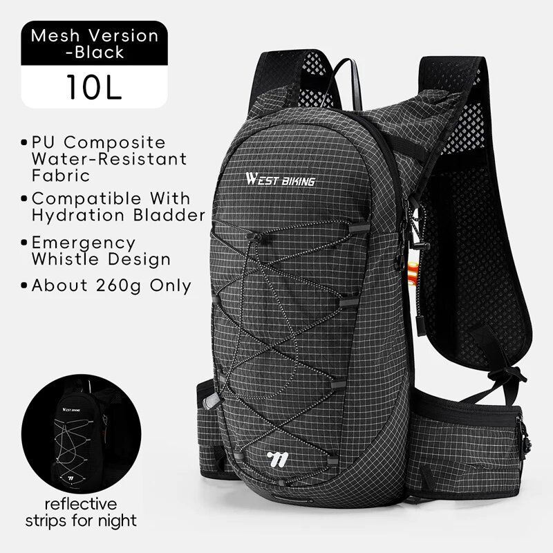 WEST BIKING Рюкзак вело 10л, черный, Mesh Version