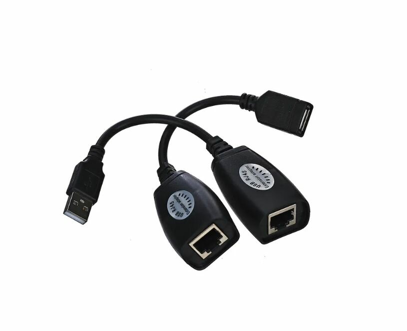 Кабель для компьютерной периферии USB 2.0 Type-A/RJ-45, USB 2.0 Type-A, 0.1 м, черный