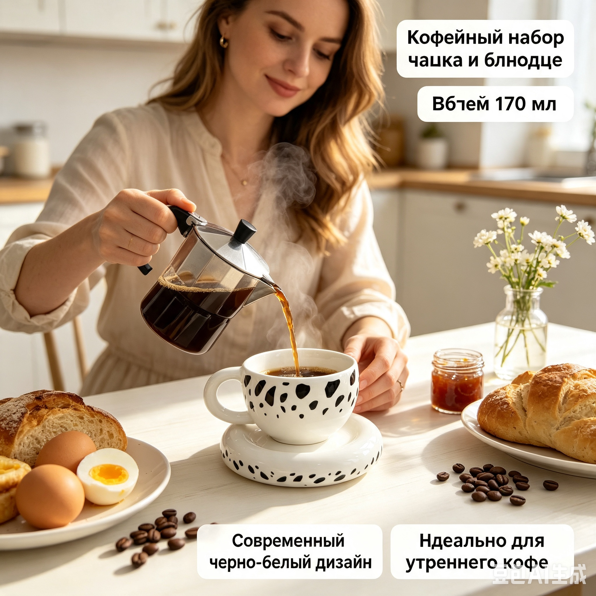 Современная минималистичная кофейная чашка, черно-белая, набор из чашки и блюдца, 170 мл