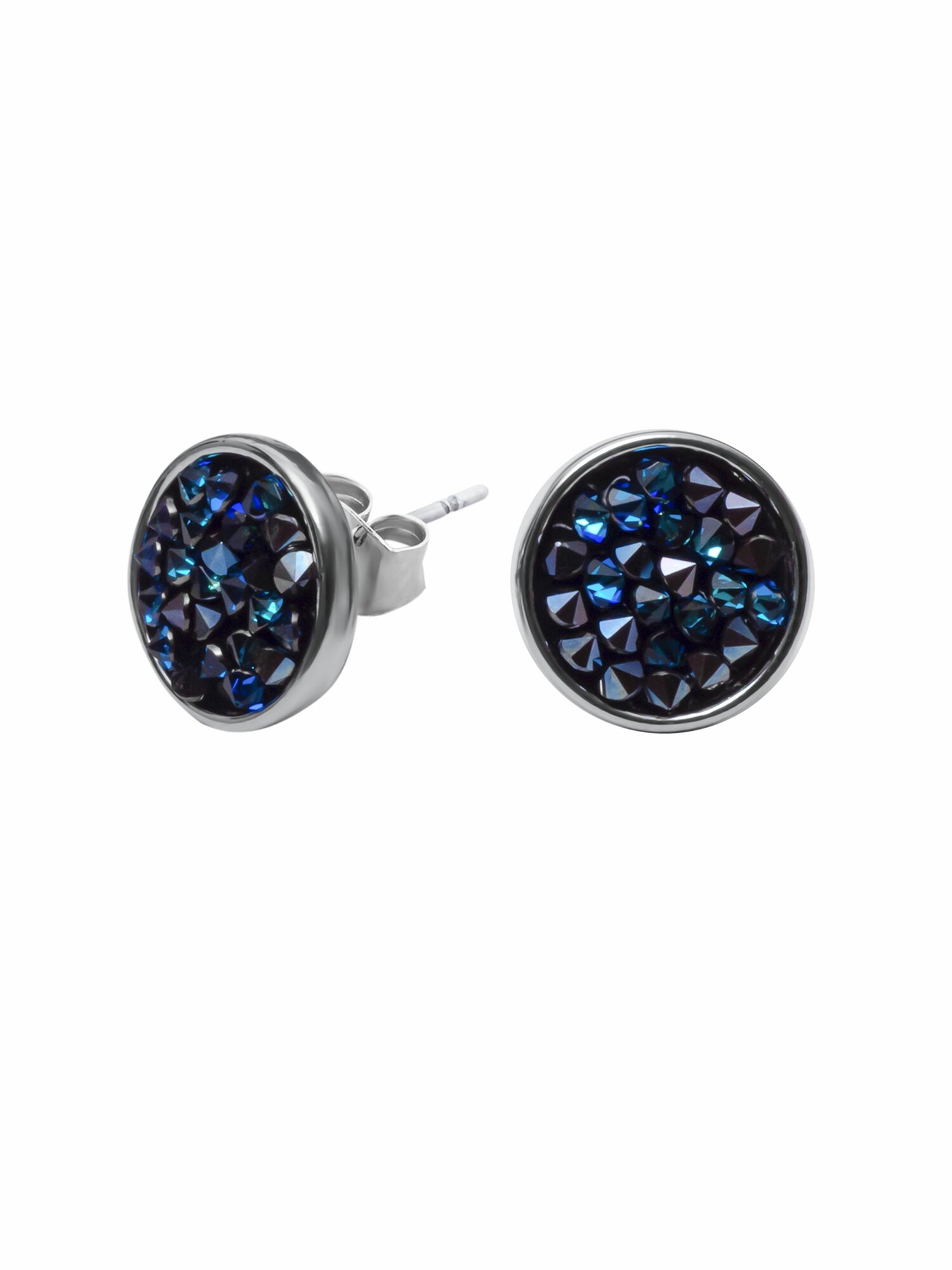 Серьги пусеты Fiore Luna, кристалл, кристаллы Swarovski, хрусталь, dark blue — фото 1