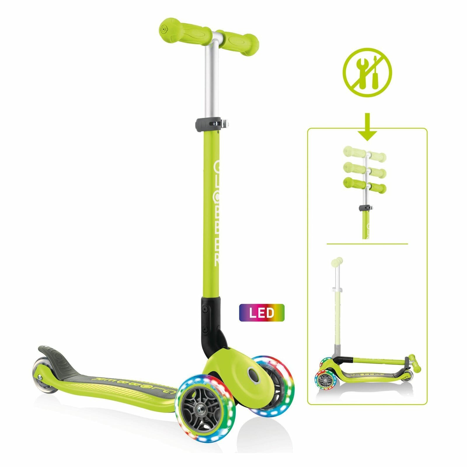 DECATHLON самокат Globber Primo Foldable Lights, зеленый